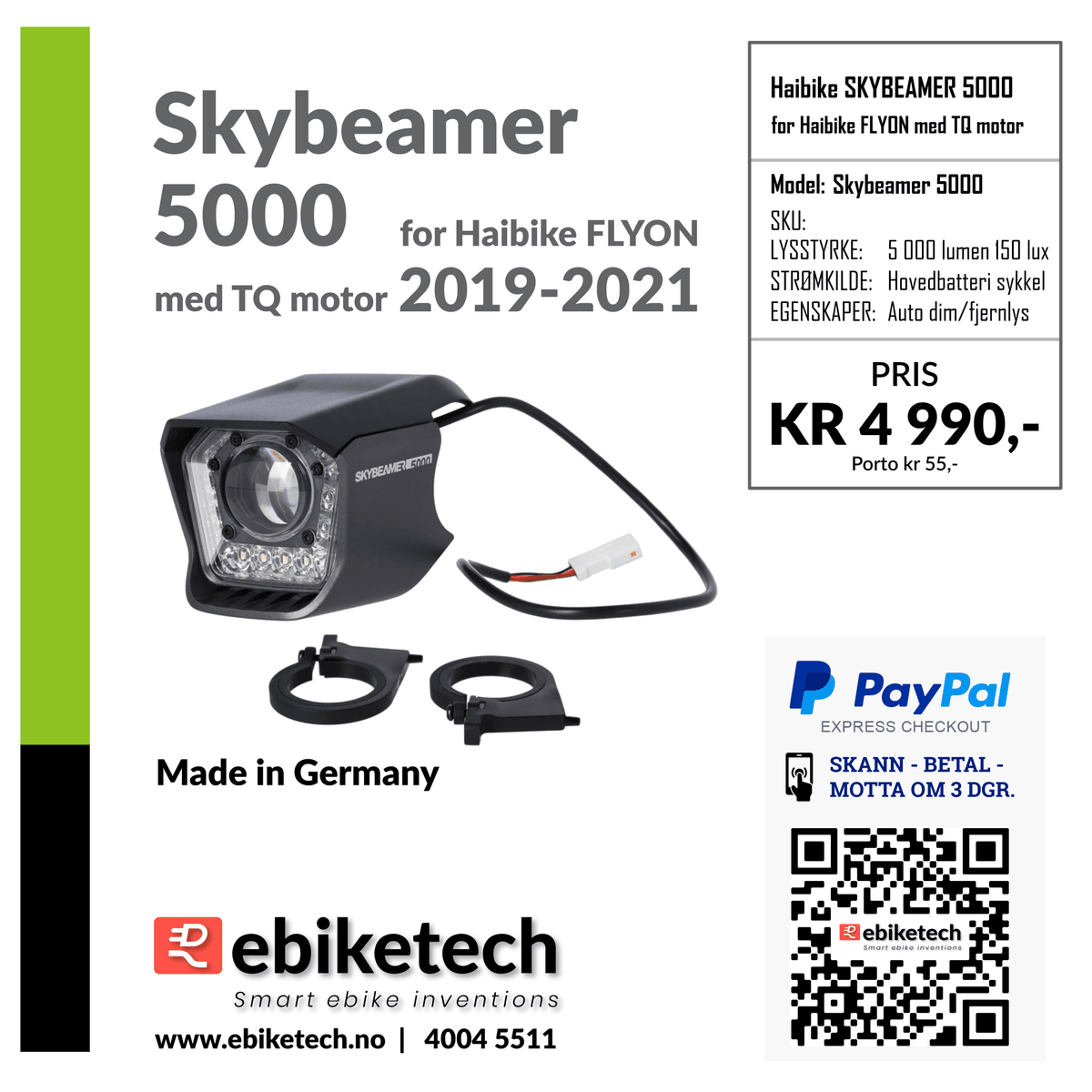 Haibike FLYON Skybeamer 5000 frontlys (over 5 000 lumens) – SE OG BLI ...