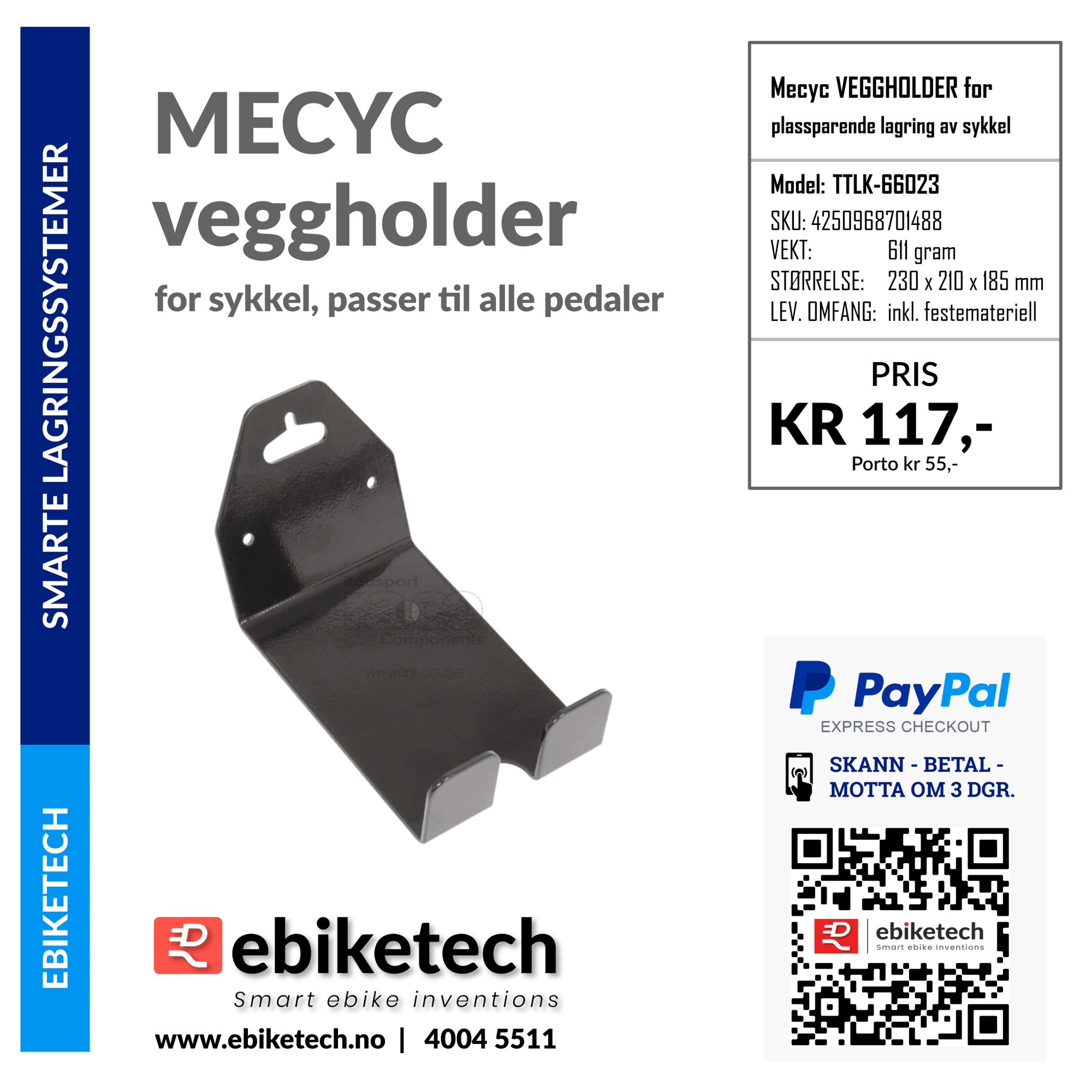 MECYC sykkel vegg oppheng - heng sykkelen i pedalen på veggen og spar ...